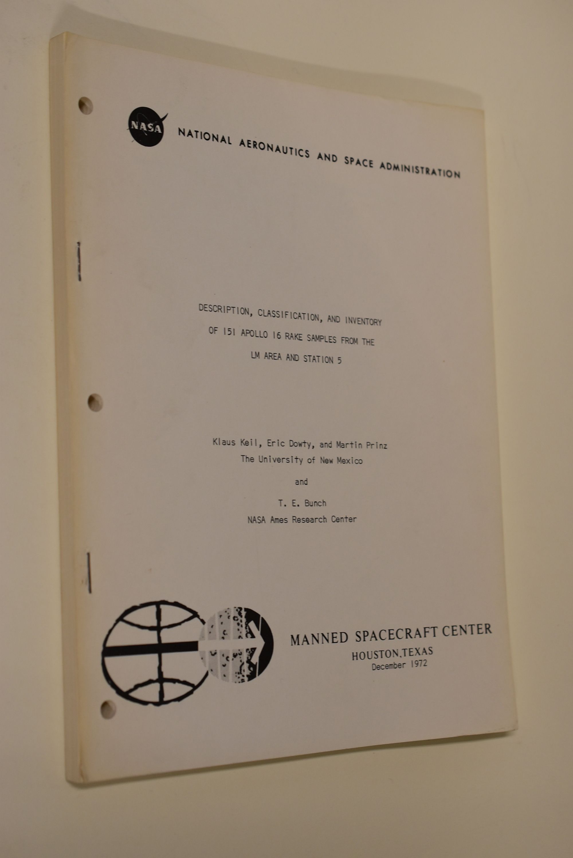Description, Classification, and Inventory of 151 Apollo 16 Rake ...