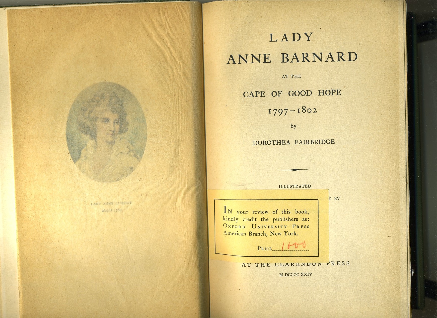 LADY ANNE BARNARD AT THE CAPE OF GOOD HOPE: 1797-1802 by Fairbridge ...