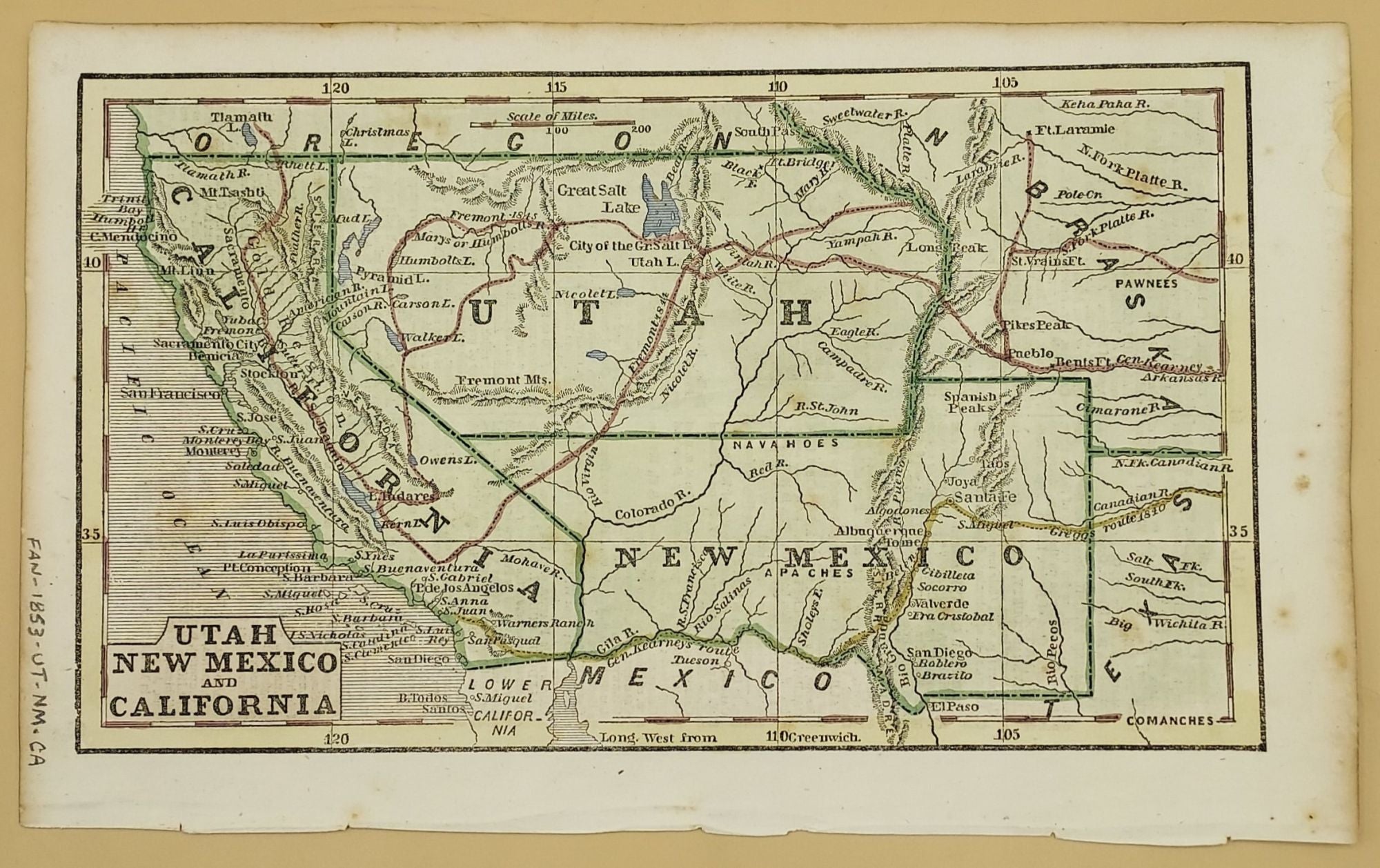Utah, New Mexico and California [Utah Territory Map]: Map (1853) | Ken ...