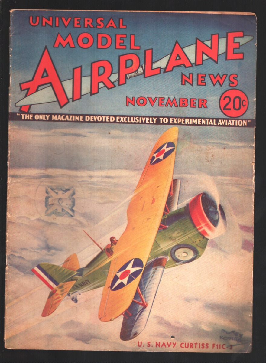 Model Airplane News 11/1934-US Navy Curtiss F11C Kotula cover art ...