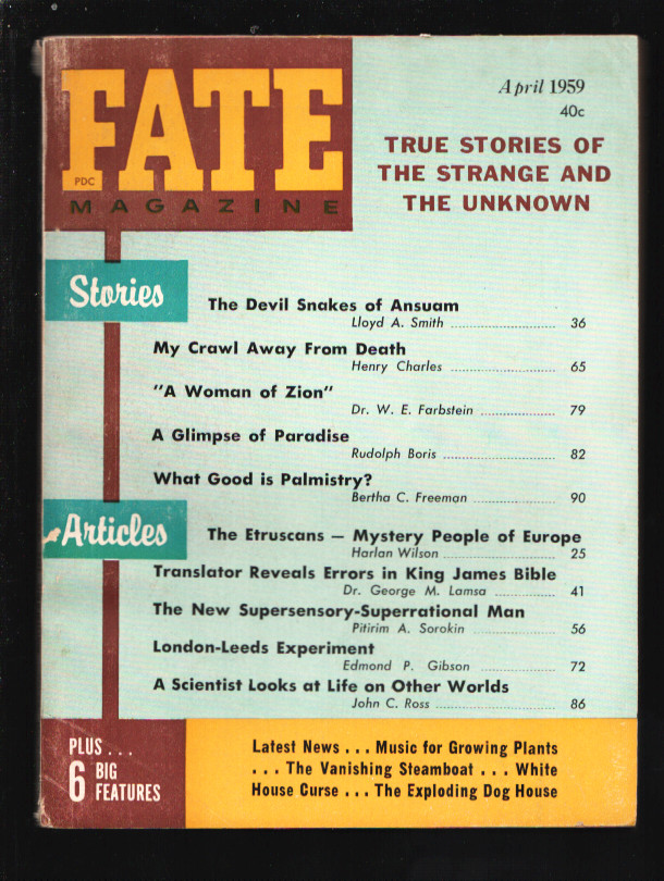 Fate 4/1959-Clark-Etruscans-Devil Snakes of Ansuam-Variant all text ...