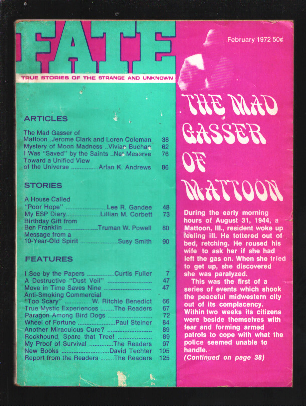 Fate 2/1972-Clark-Mystery of Moon Madness-Mystic occult pulp thrills-VG ...