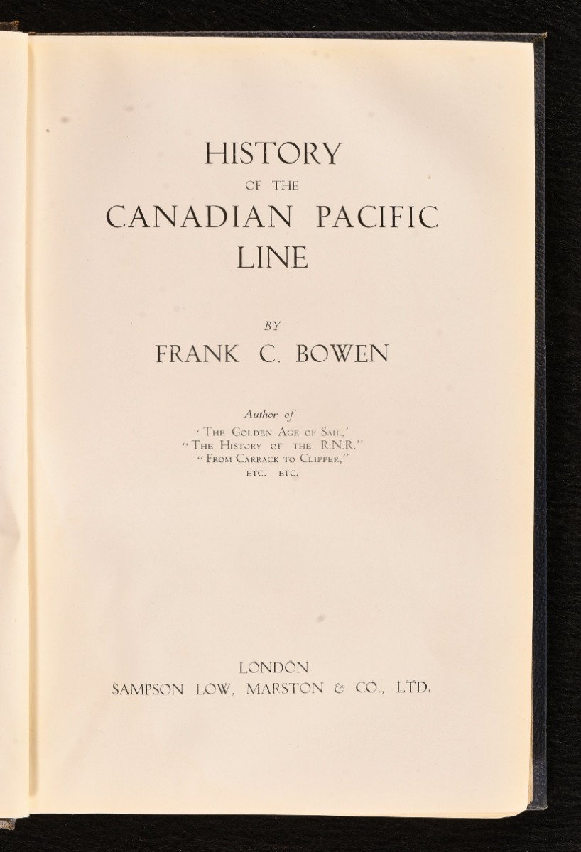 History of the Canadian Pacific Line by Frank C Bowen: Good Cloth (1928 ...