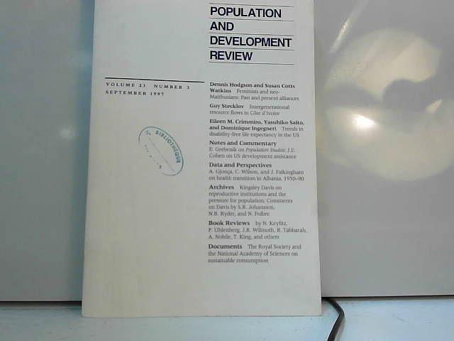 Population and development review - Vol 23, N°3 sept 1997 von Collectif ...