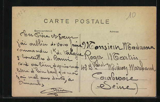 Carte postale Loudun, La Rue Porte Chinon: (1927) Manuskript ...