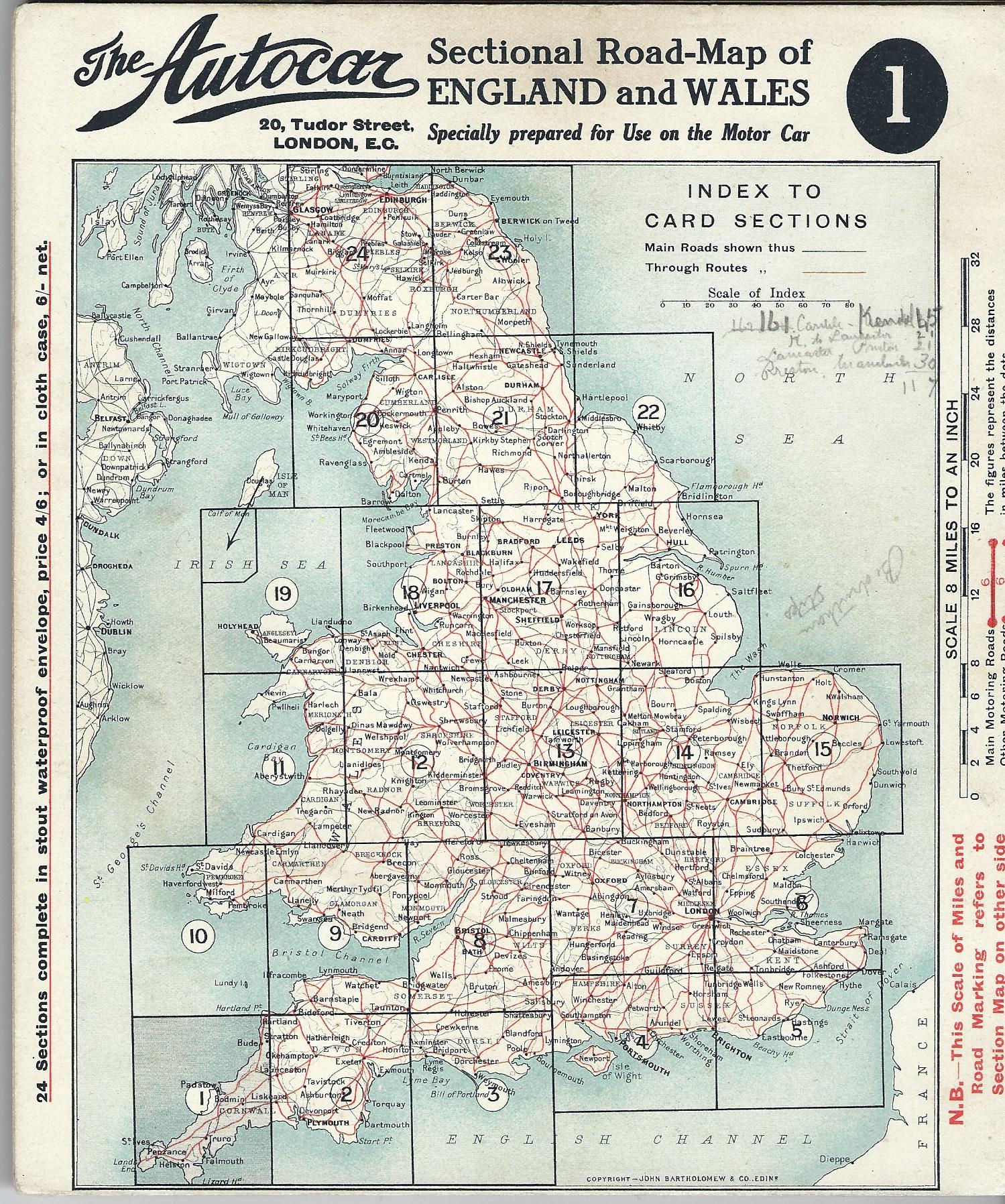 The Autocar Sectional Road-Map of England and Wales in 24 Sections: Map ...