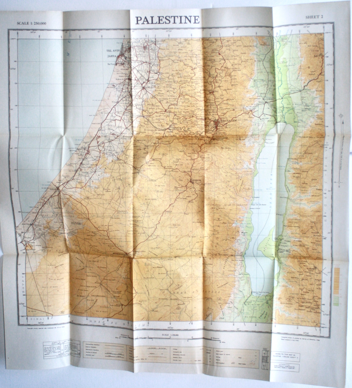 Map of Palestine in Three Sections (Palestine 1:250,000 Sheets 1-3) by ...
