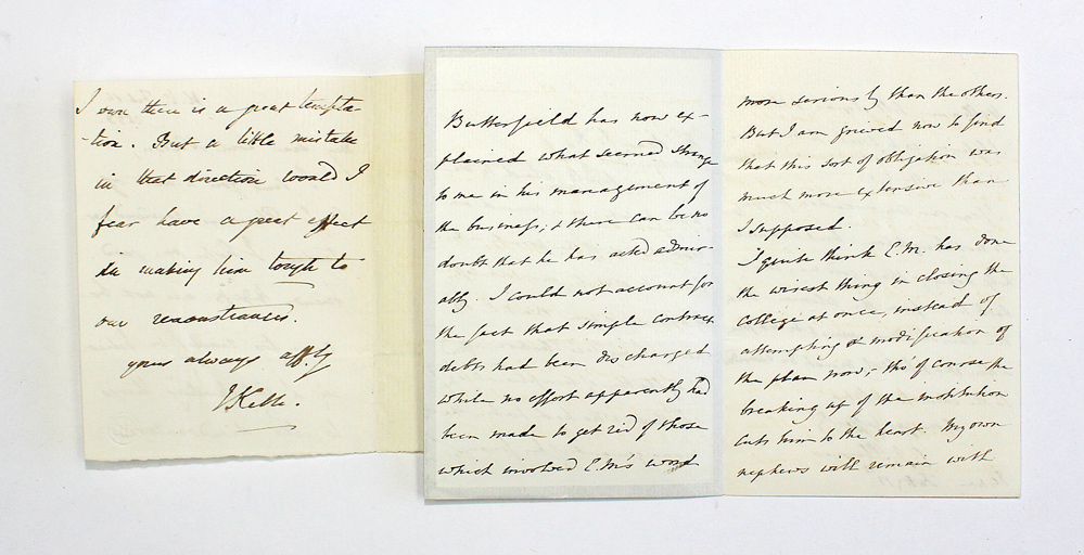 An Original Hand Written and Signed Letter by the John Keble to Lord ...