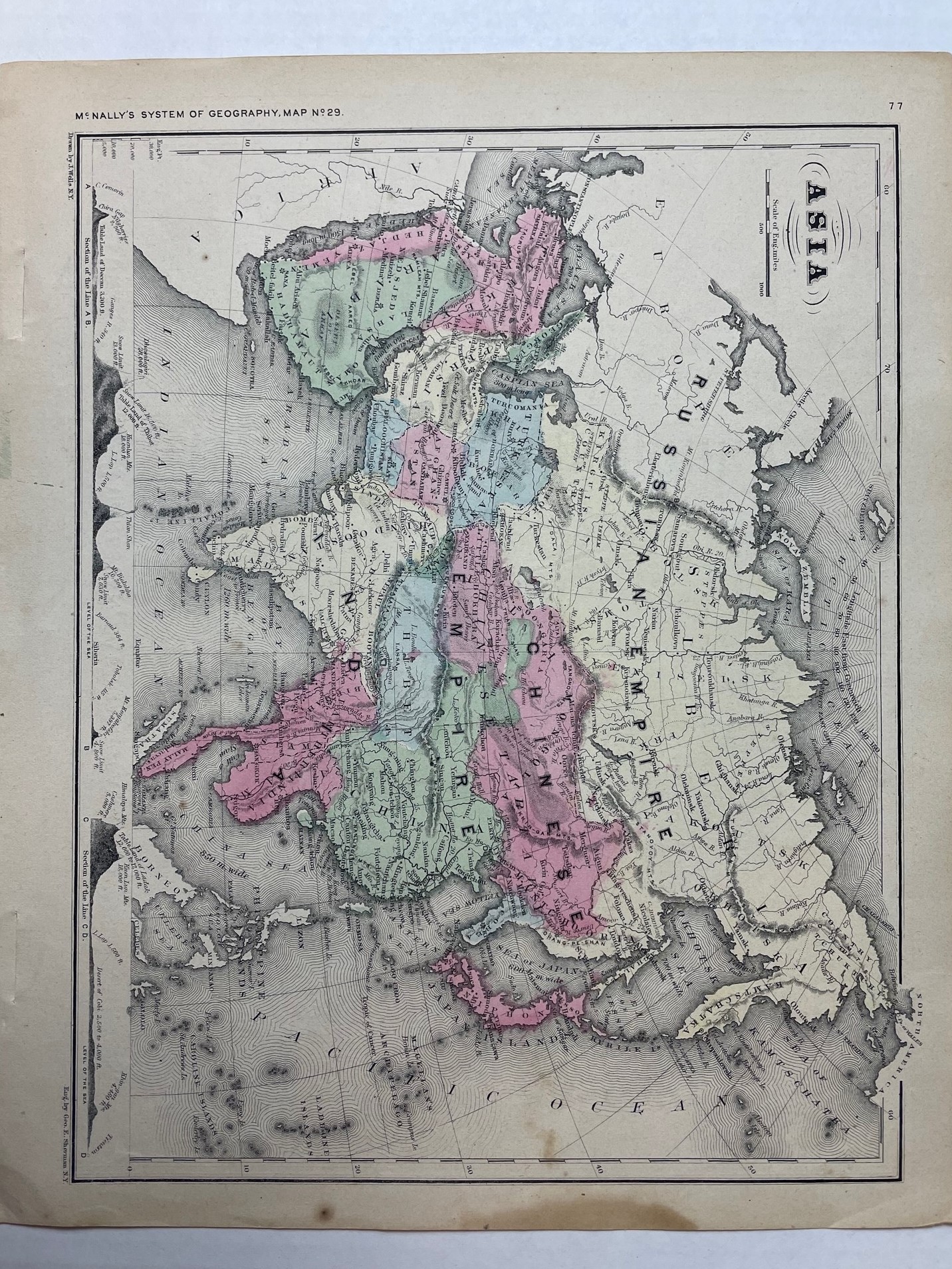 Asia: McNally's System of Geography, Map No. 29 by J. Wells: (1868) Map ...