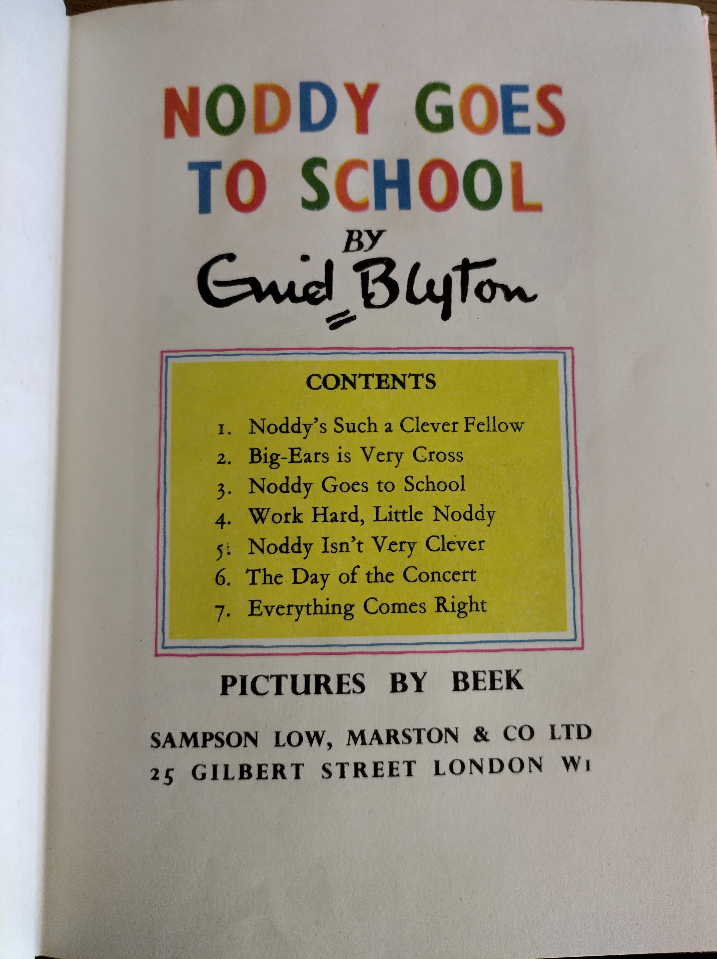 Noddy Book Noddy Goes to School by Enid Blyton: Very Good Hardcover ...