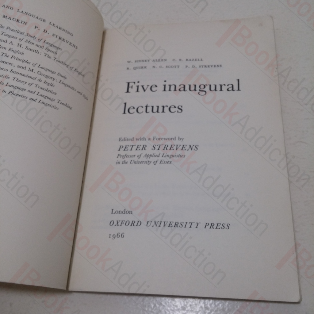 Five Inaugural Lectures (Language and Language Learning series) de ...