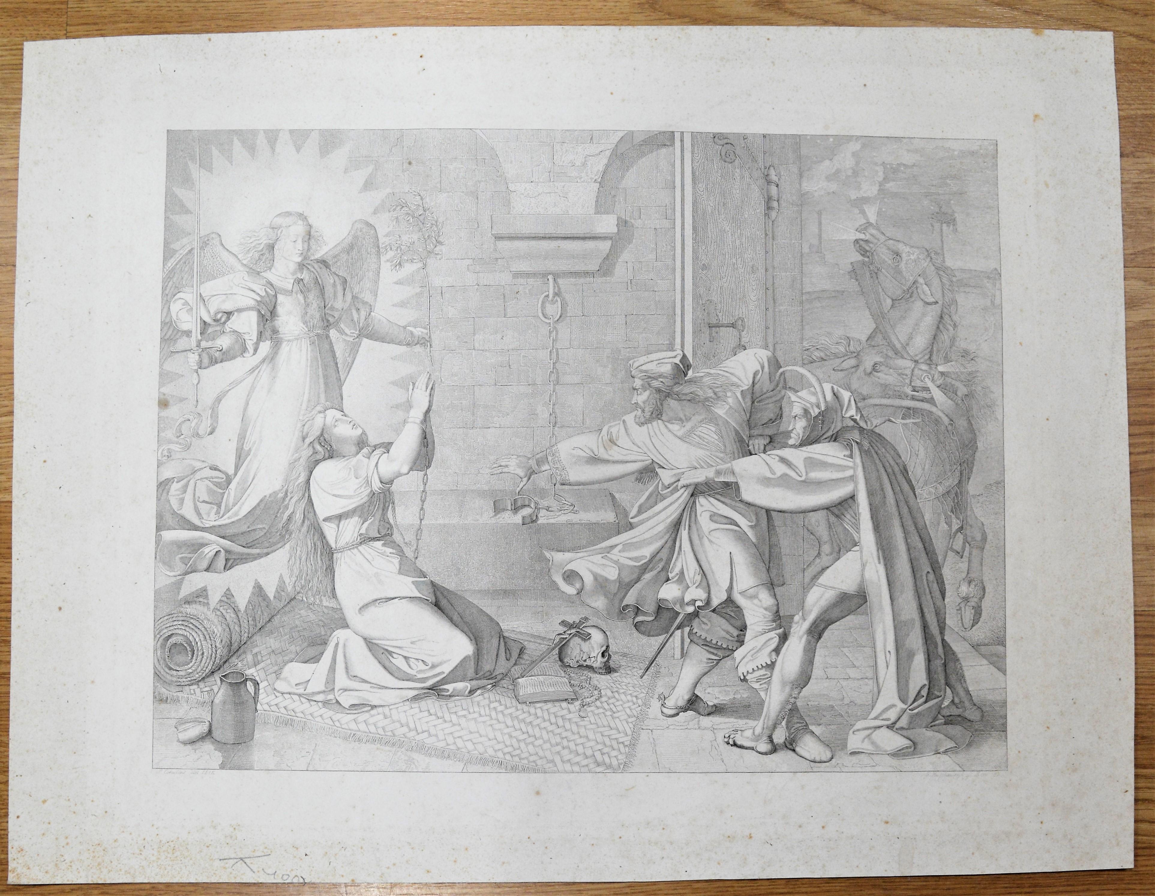 Faust Visiting Gretchen in Prison. by Peter Cornelius: (1816) Art ...
