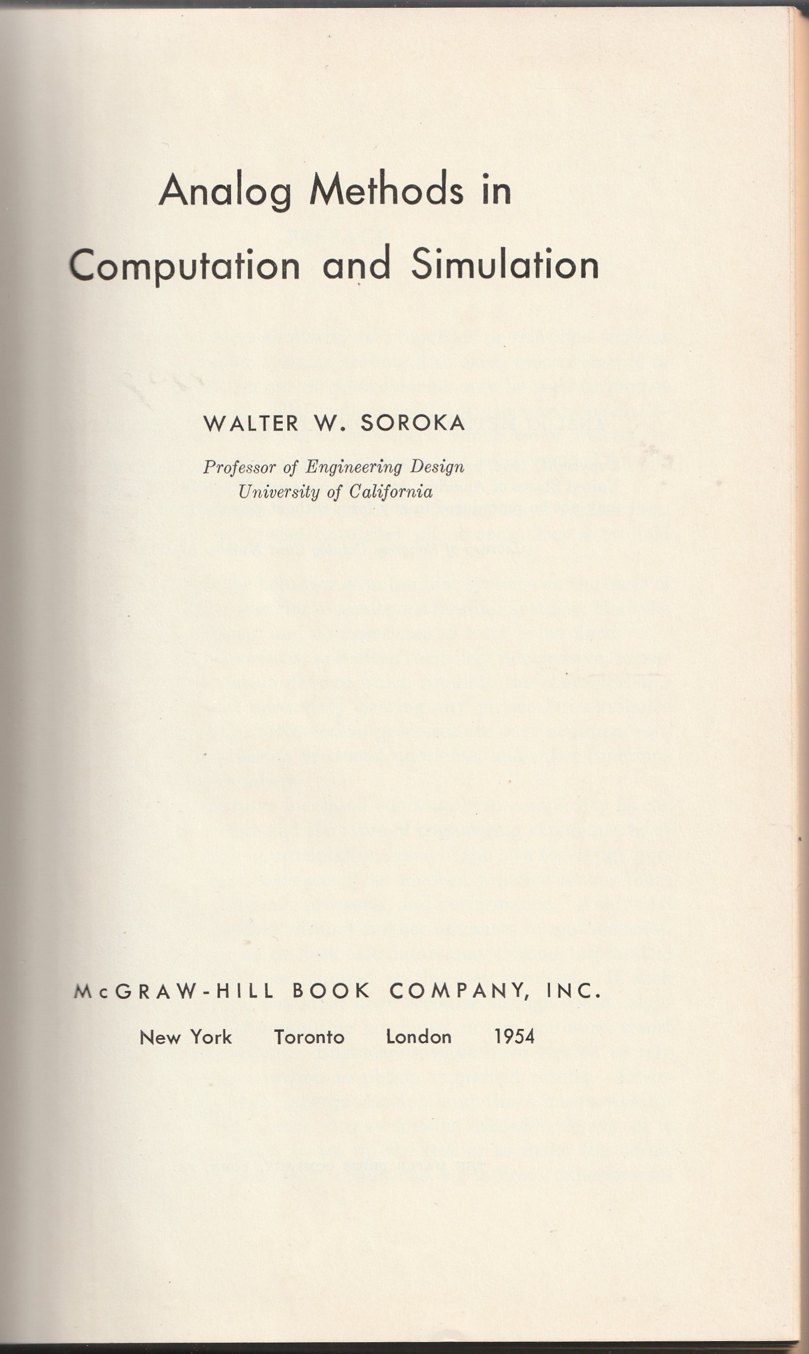 Analog Methods in Computation and Simulation by Soroka, Walter W.: Near ... Analog Methods in Computation and Simulation by Soroka, Walter W.: Near ...