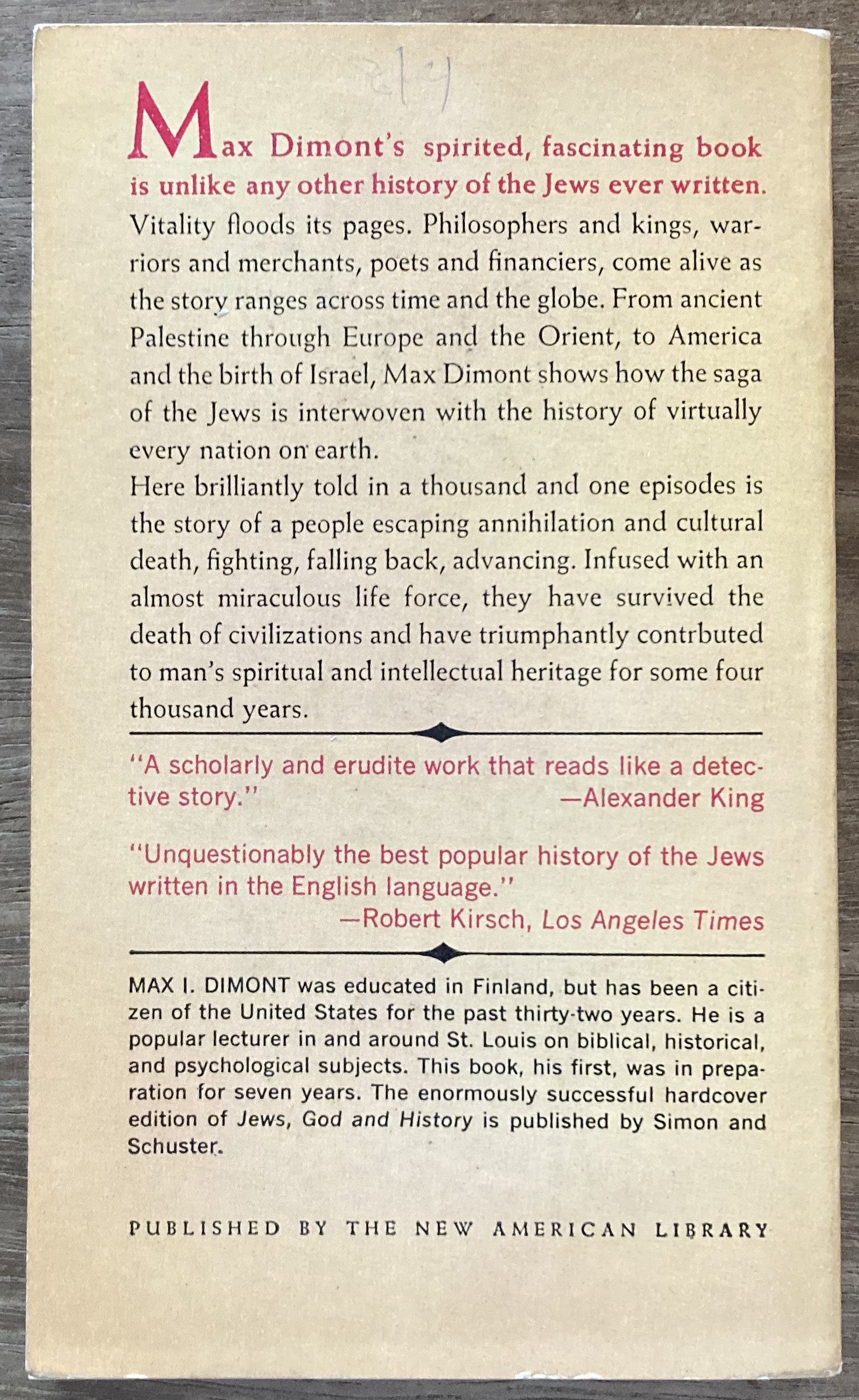 Jews, God and History by Max I. Dimont: Very Good Soft cover (1964 ...