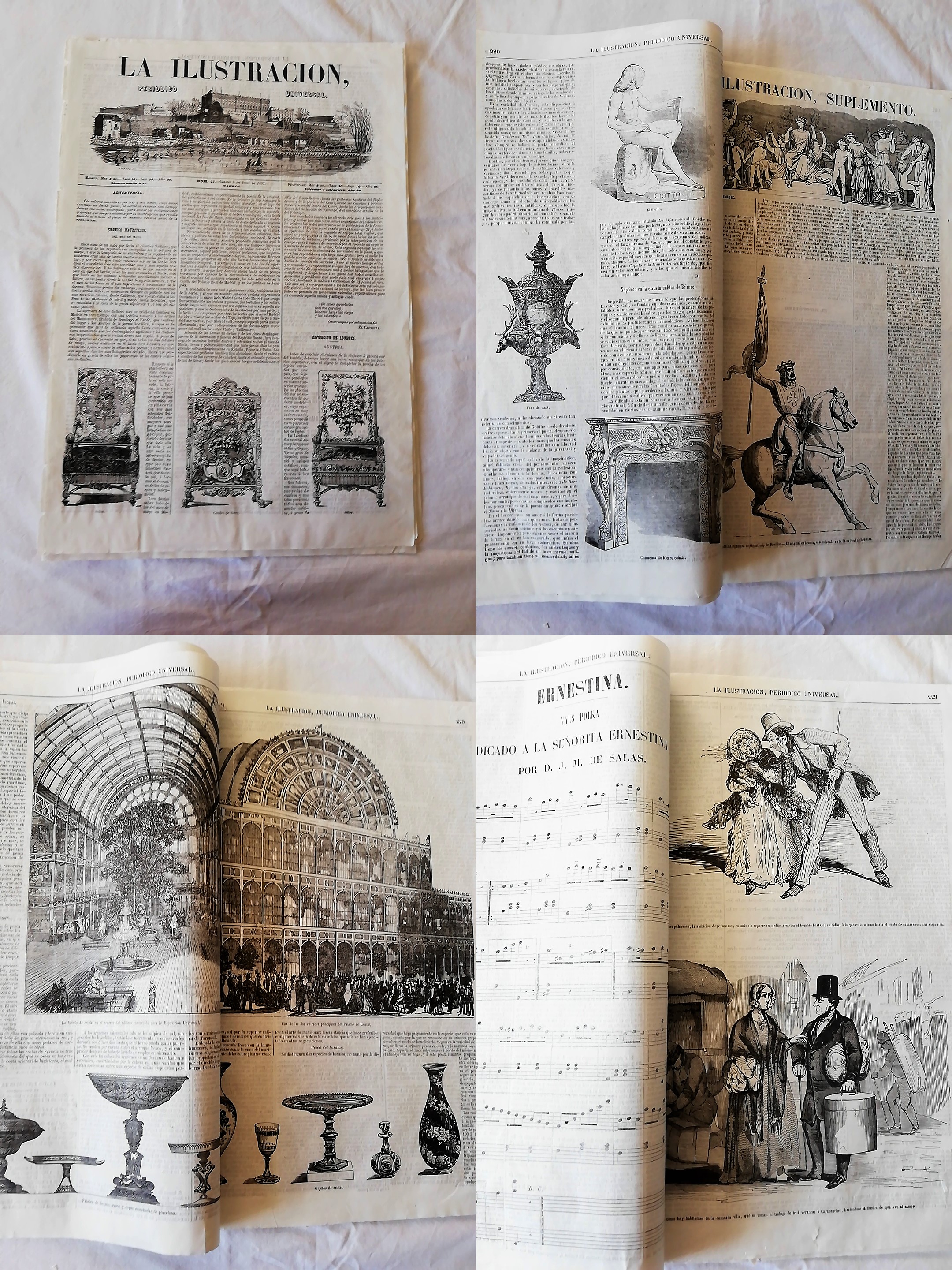 ANTIGUO PERIÓDICO /OLD NEWSPAPER: LA ILUSTRACIÓN Nº23 1852 + SUPLEMENTO ...