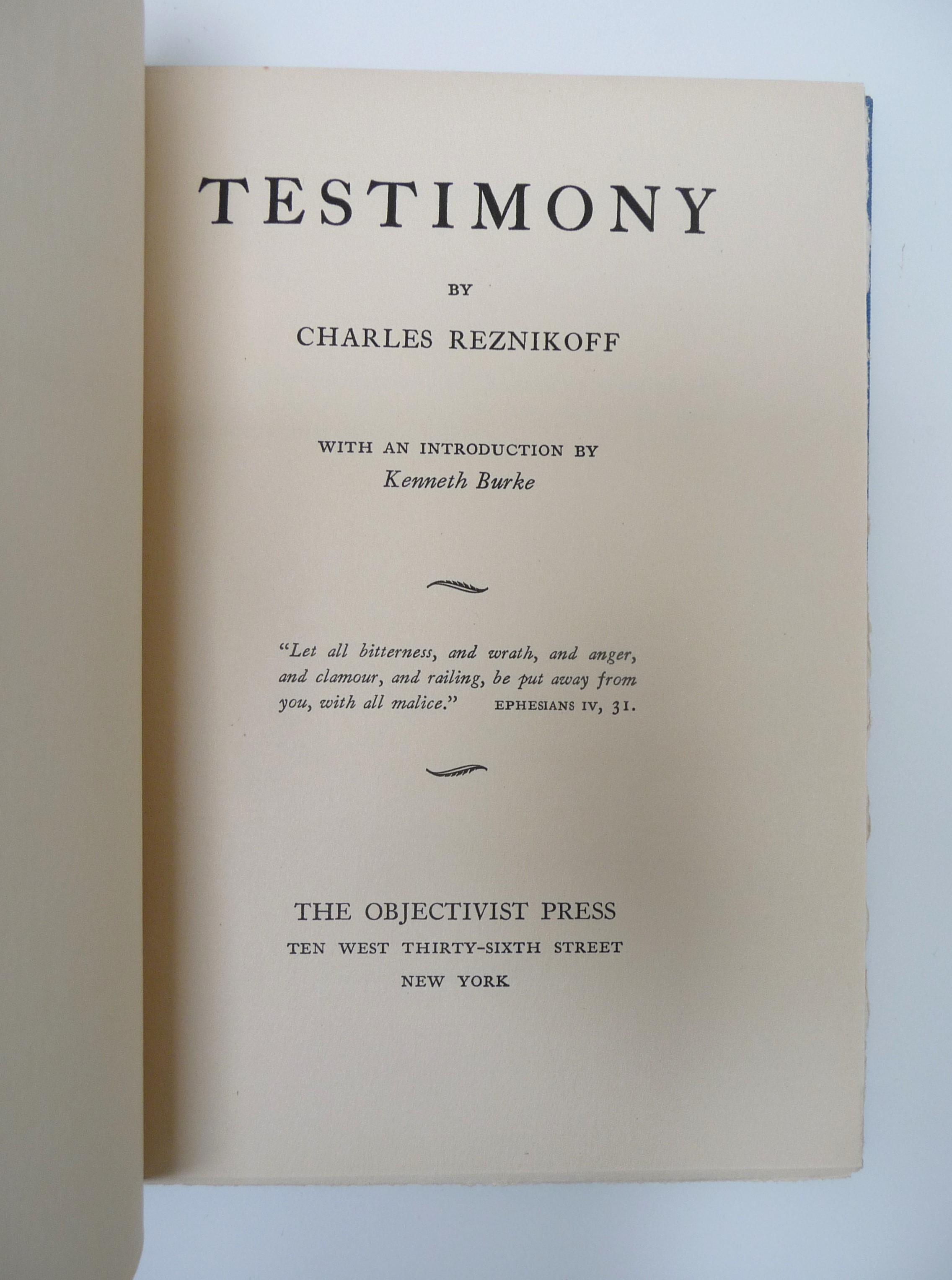 Testimony by Charles Reznikoff; Kenneth Burke (introduction): Very Good ...