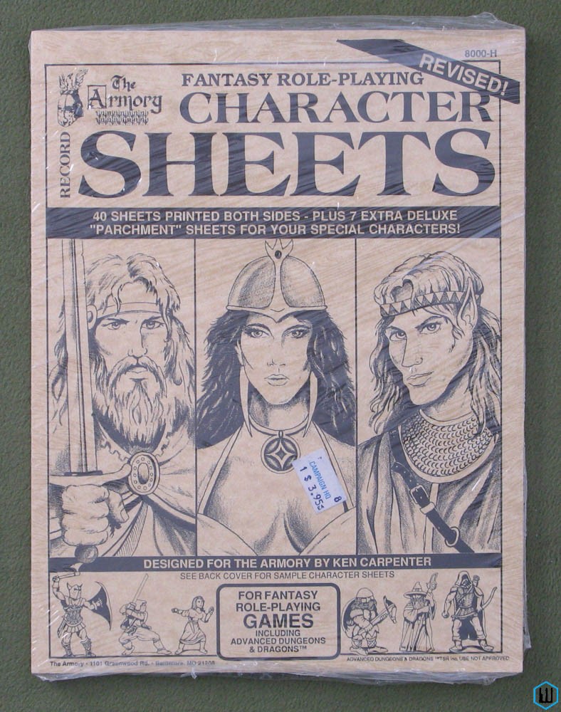 Fantasy Role-Playing Character Sheets (Advanced Dungeons Dragons RPG ...