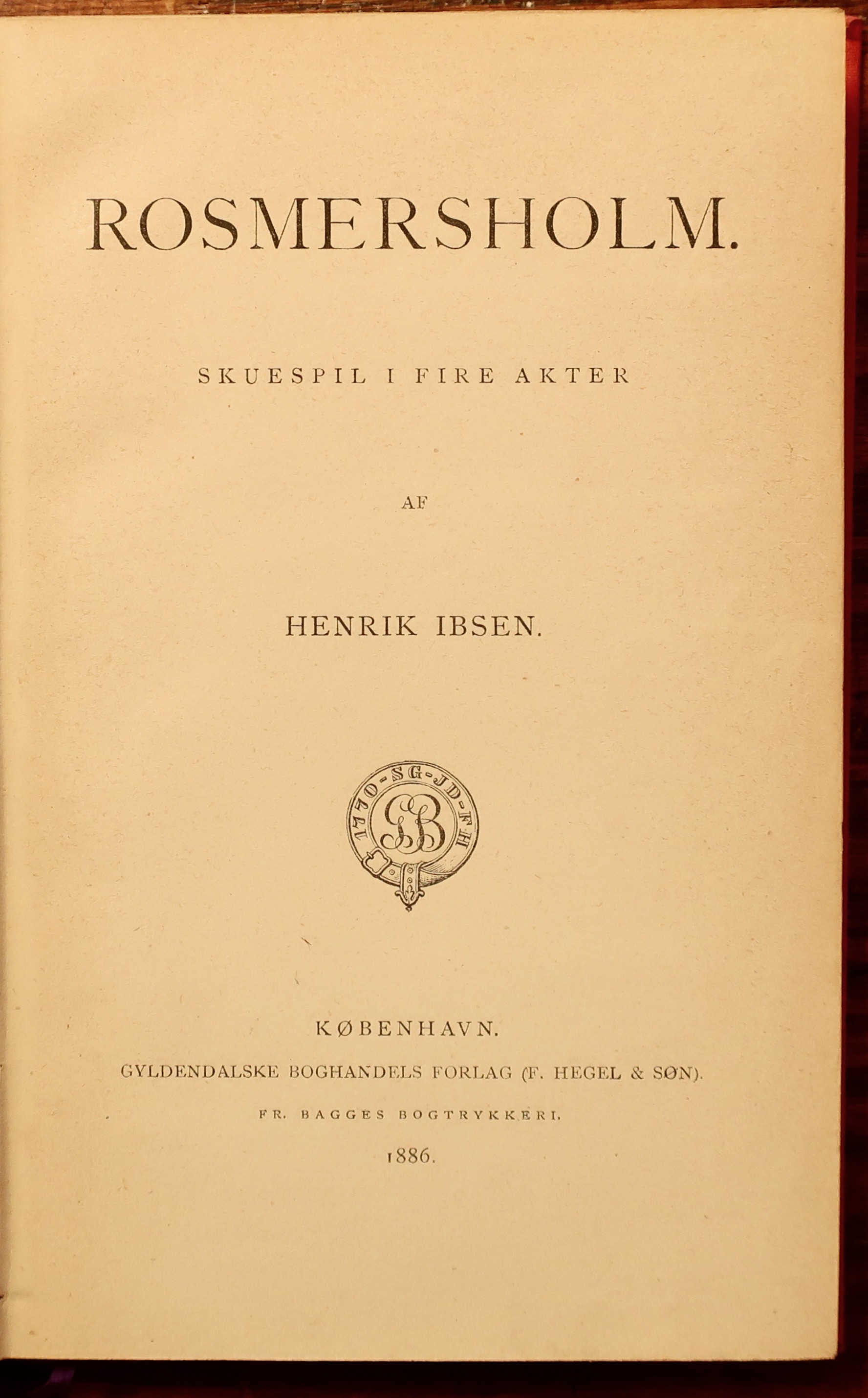 ROSMERSHOLM - SKUESPIL I FIRE AKTER by Henrik Ibsen: Good Hardcover ...