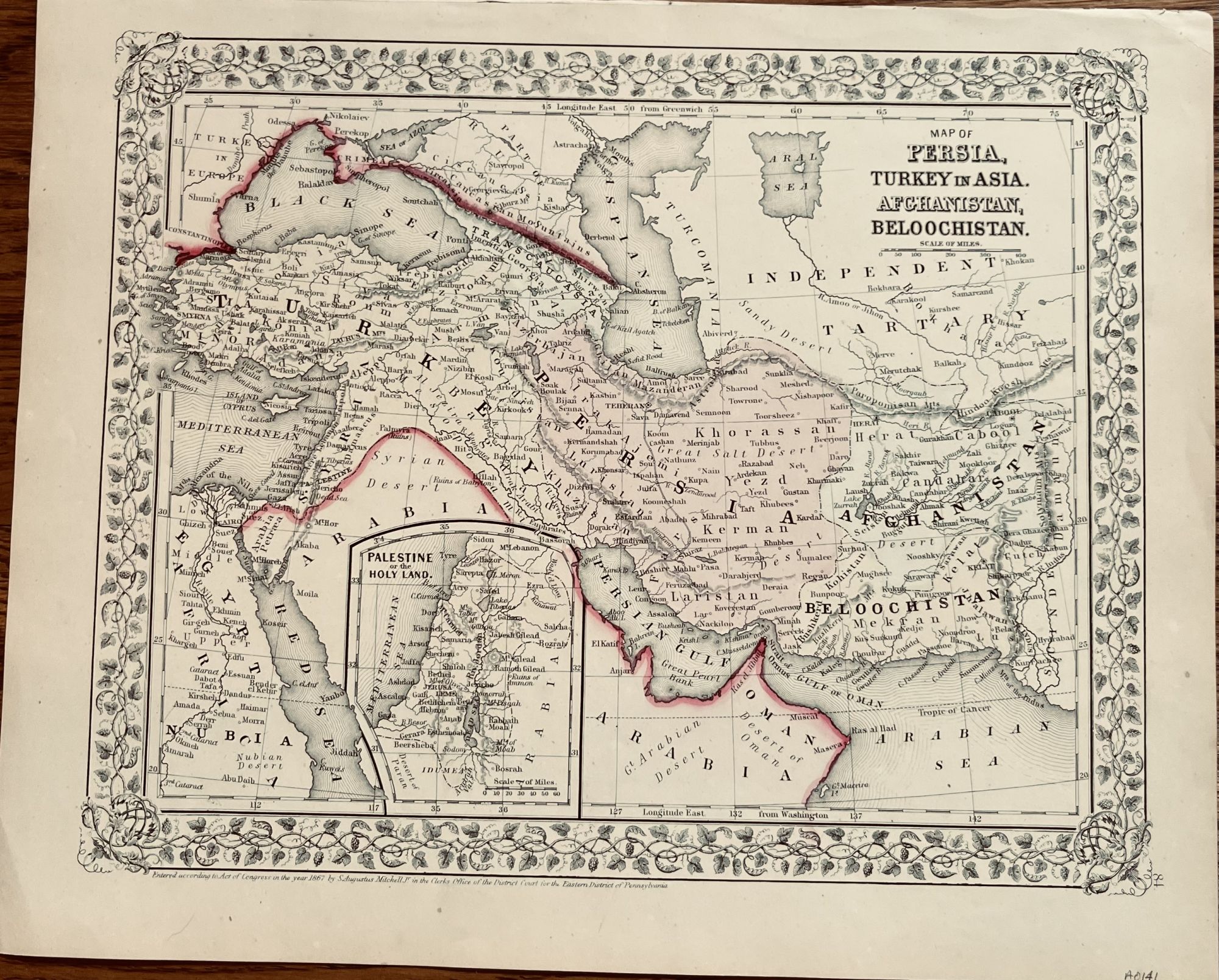 Map of Persia Turkey in Asia, Afghanistan, Beloochistan by S. Augustus ...