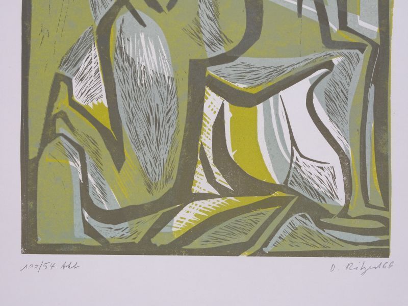 Akt. - (Farb-Linolschnitt / 1966, signiert, Blatt 54 von 100) by ...