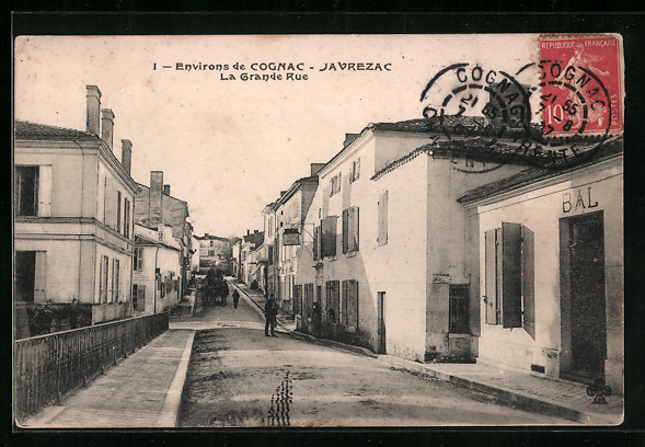 Carte postale Javrezac, la Grande Rue: (1907) Manuskript ...