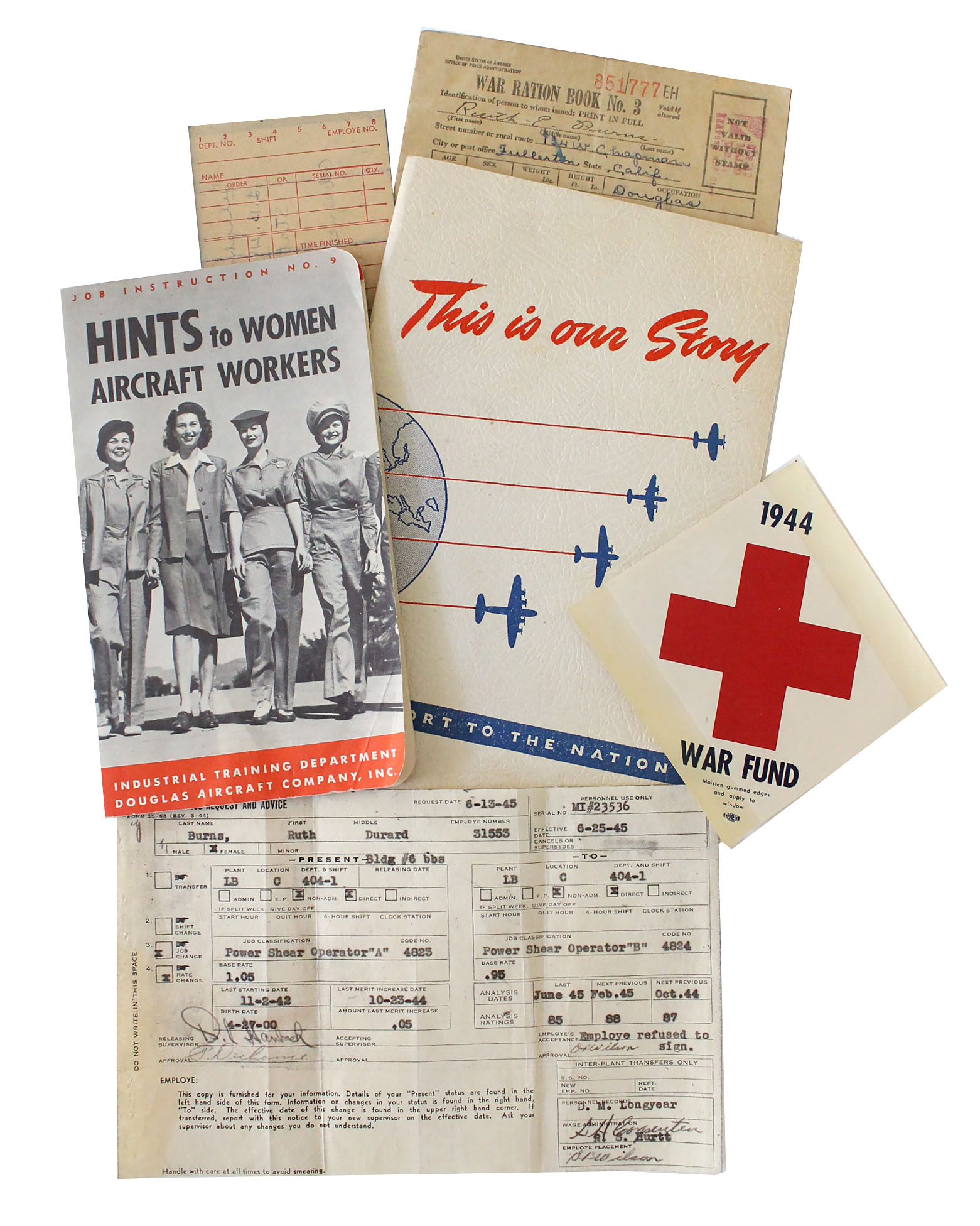 WWII Female Aircraft Worker's Official War Documents by Women Fighters ...