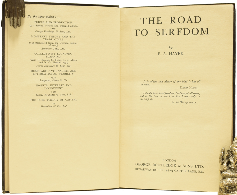 The Road to Serfdom by HAYEK, Friedrich (1899-1992) | Adrian Harrington ...