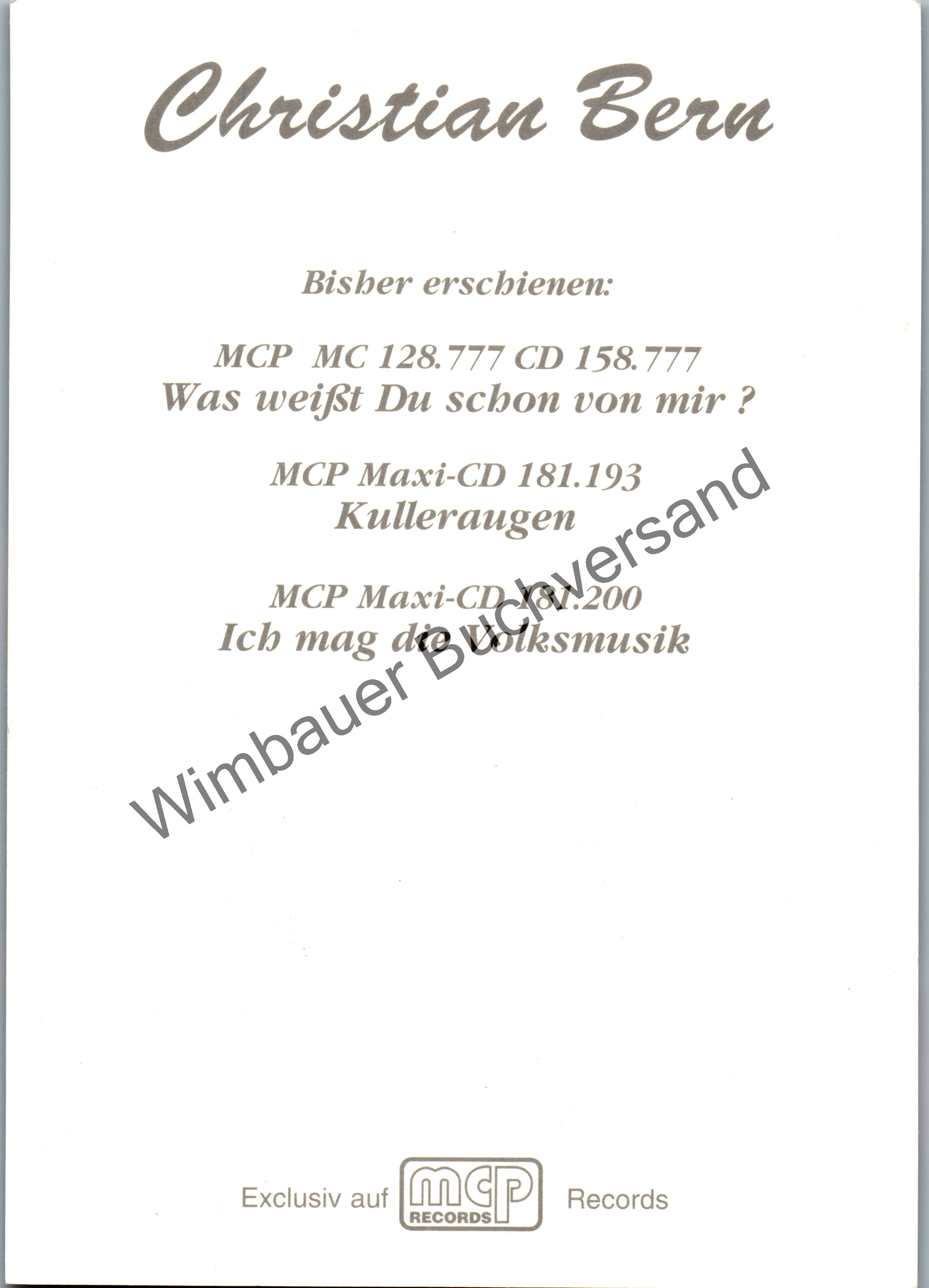 Original Autogramm Christian Bern /// Autograph signiert signed signee ...