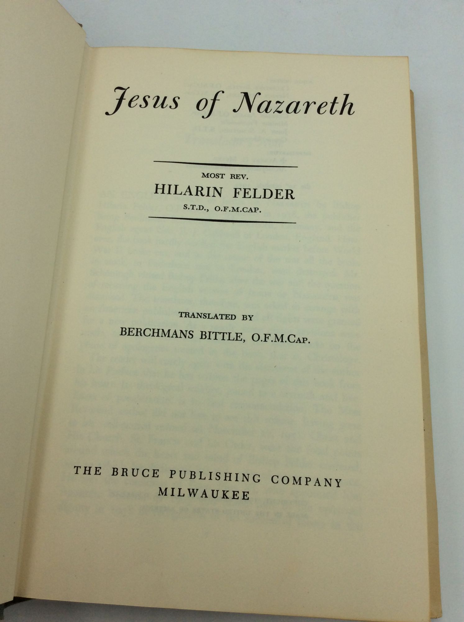 JESUS OF NAZARETH by Rev. Hilarin Felder: Good Hardcover (1953) First ...