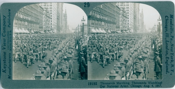 Stereo Foto Chicago Illinois USA, Thousands marching, National Army ...