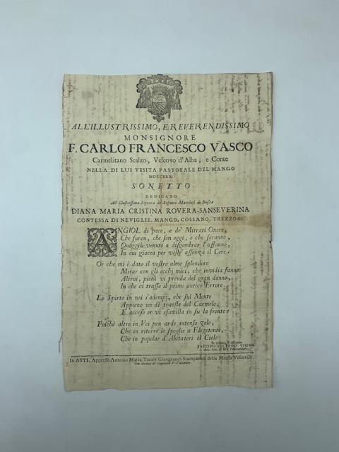 All'Illustrissimo e Reverendissimo Monsignore F. Carlo Francesco Vasco ...