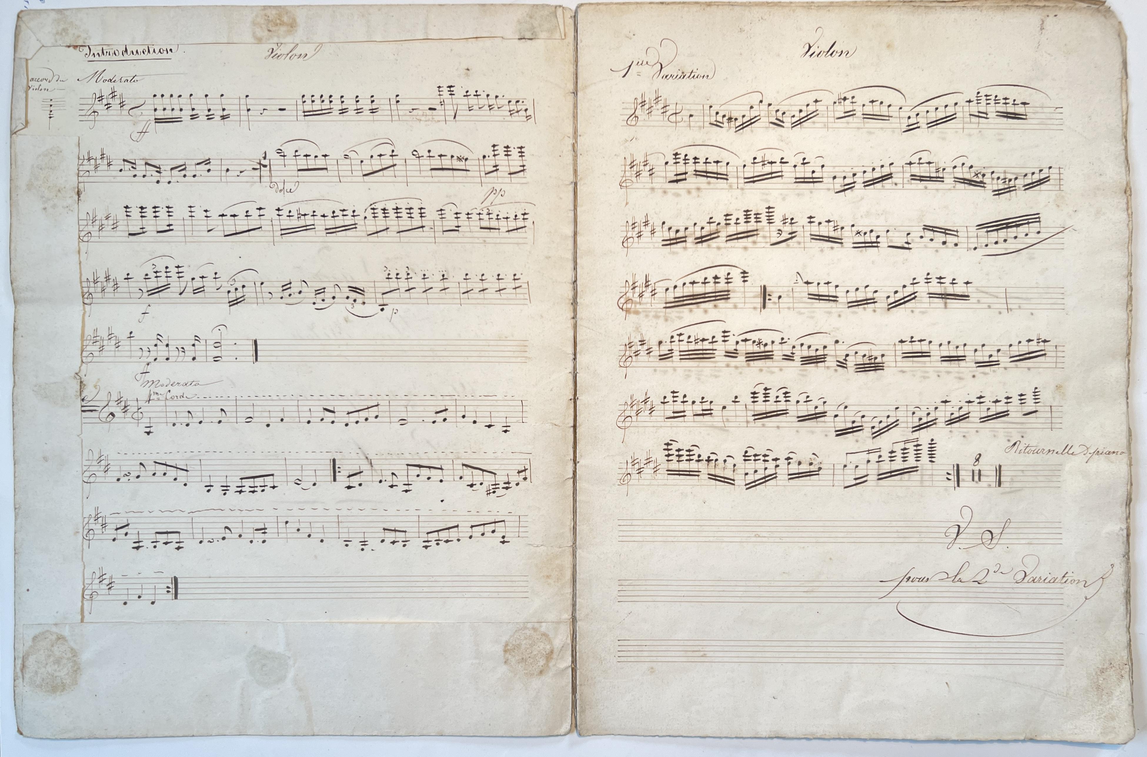 Musical manuscript for violin von Grasset, John Louis Octave ...
