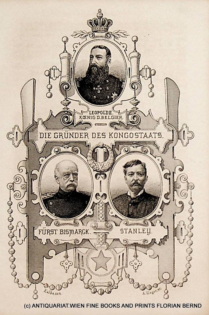 Congo Free State c. 1885 3 Portraits on one sheet 1) Leopold II. of the ...