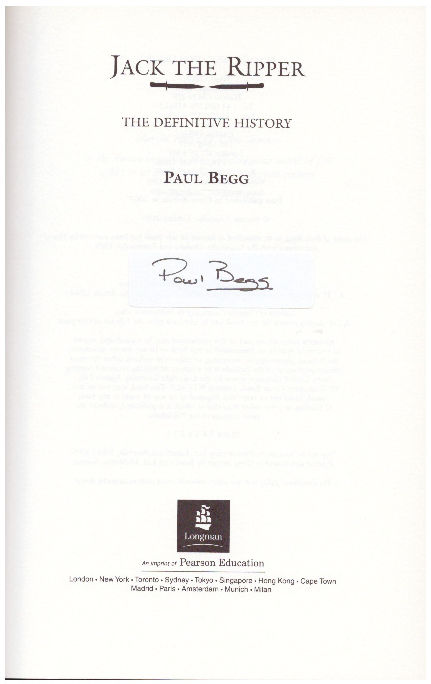 JACK THE RIPPER The Definitive History by Begg (Paul): As New Hardcover ...