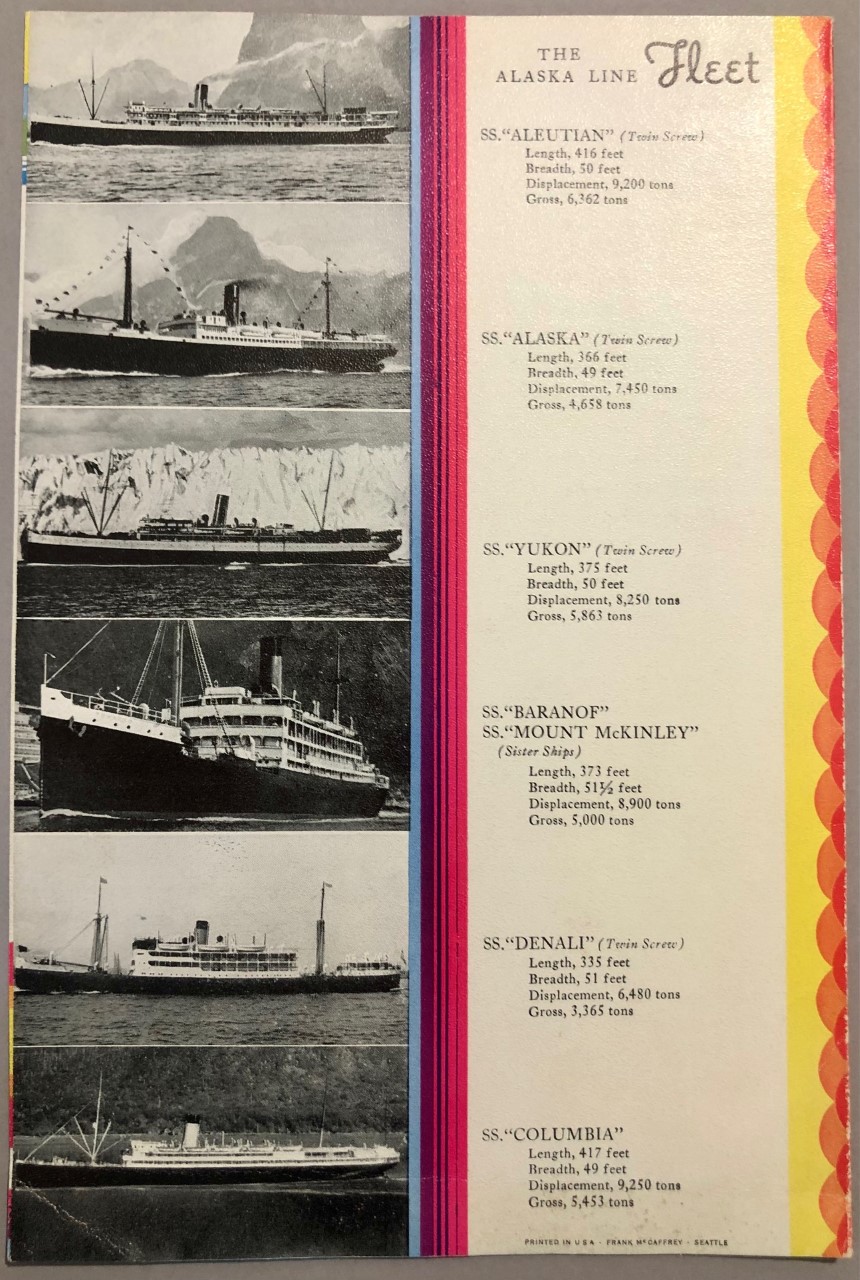Dinner Menu for May 26, 1942 - Alaska Line S. S. Aleutian Featuring ...