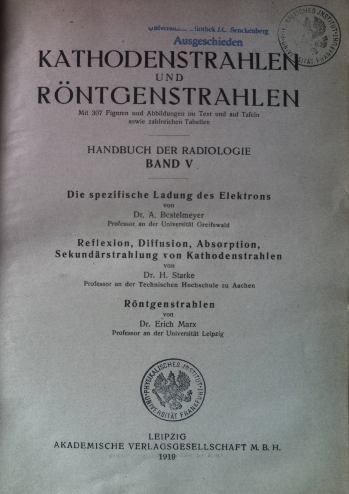 Kathodenstrahlen und Röntgenstrahlen: Die spezifische Ladung des ...