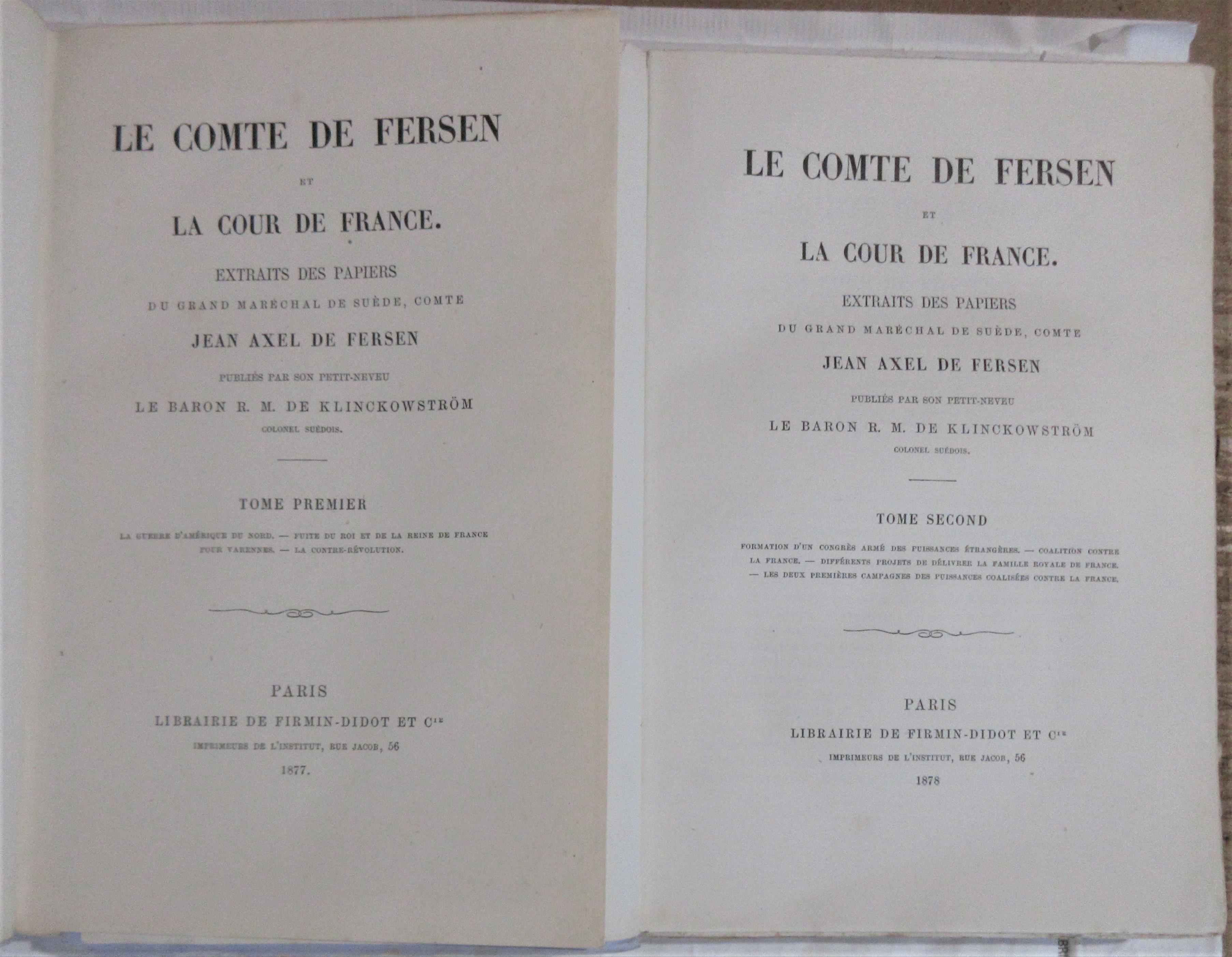 Le Comte de Fersen et la Cour de France : Extrait des papiers du Grand ...