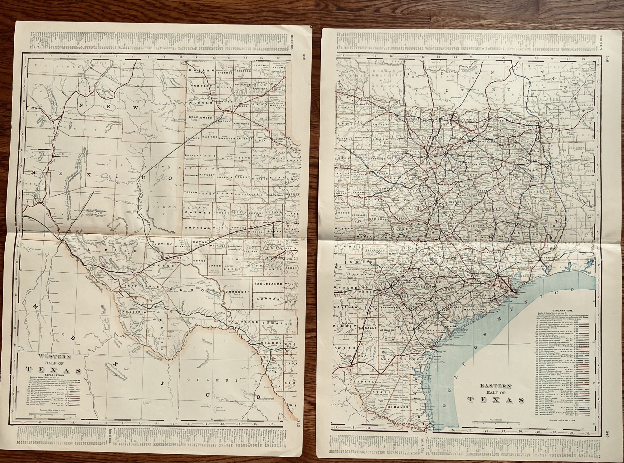 Texas eastern half Texas western half railroad atlas maps sold as a ...