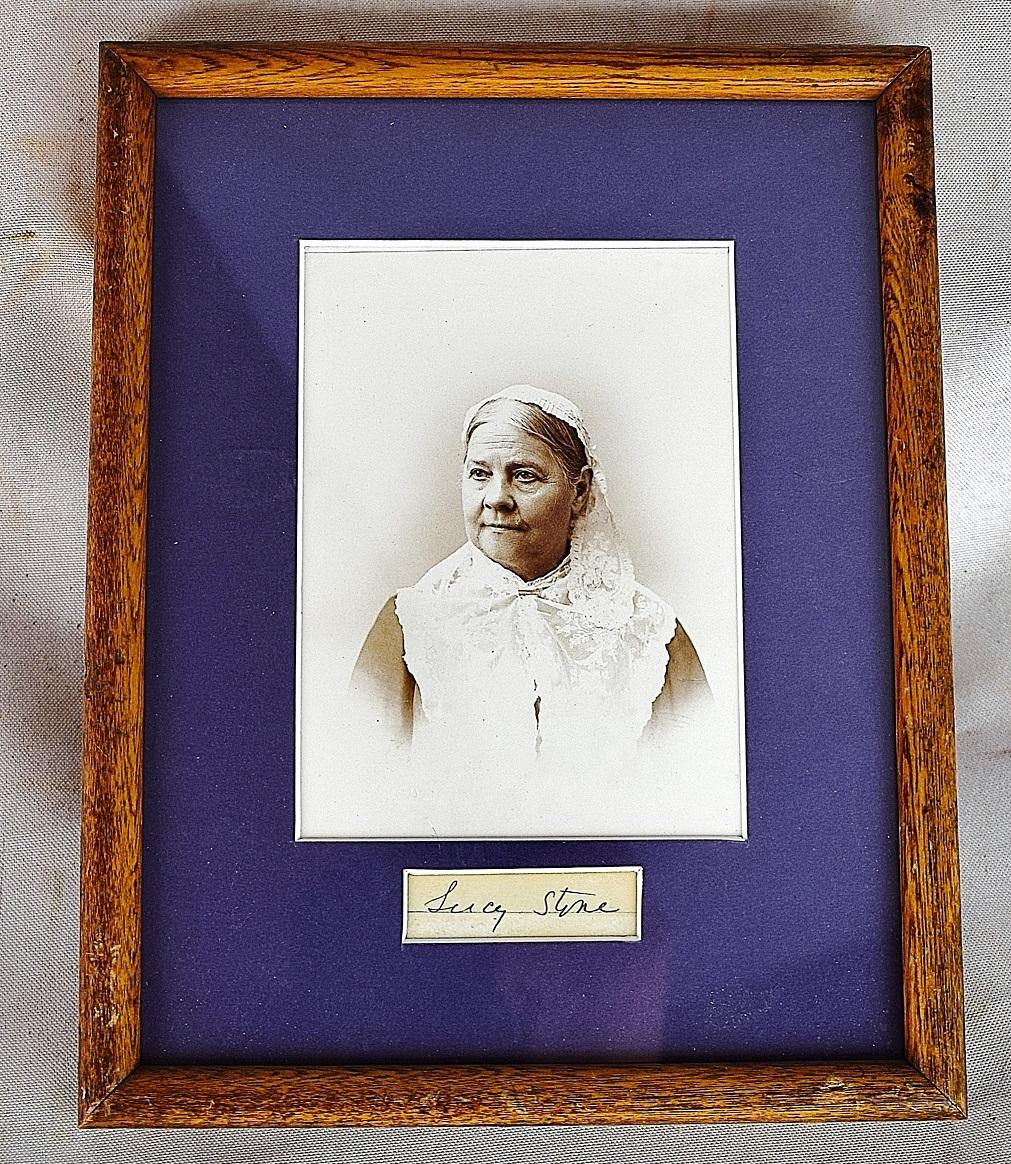 Lucy Stone: Original Signature, framed with a photograph (American ...