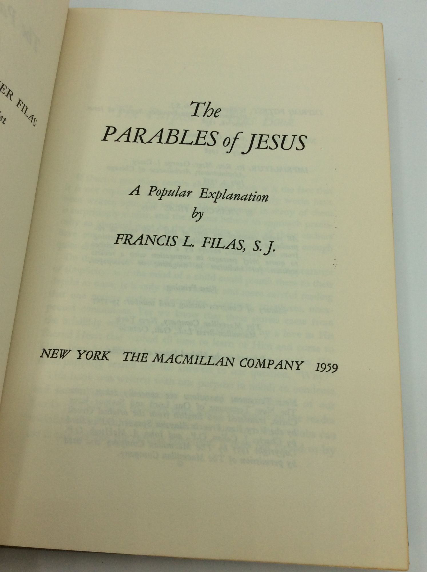 The Parables Of Jesus A Popular Explanation By Francis L Filas Good