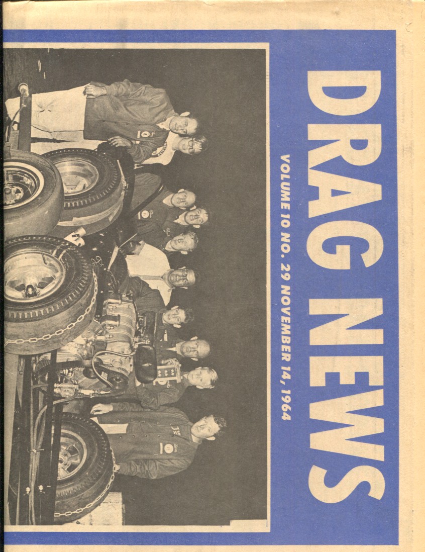 Drag News-11/14/1964-Worlds Largest Pit Crew at Lions Posing Behind the ...