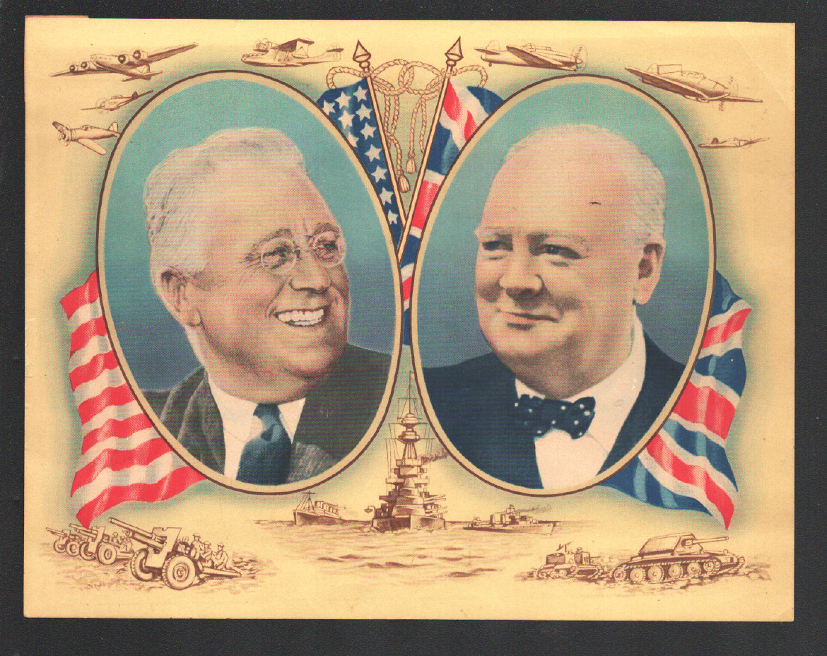 FDR & Winston Churchill WWII Victory Card 1945-Photos of the two famous ...