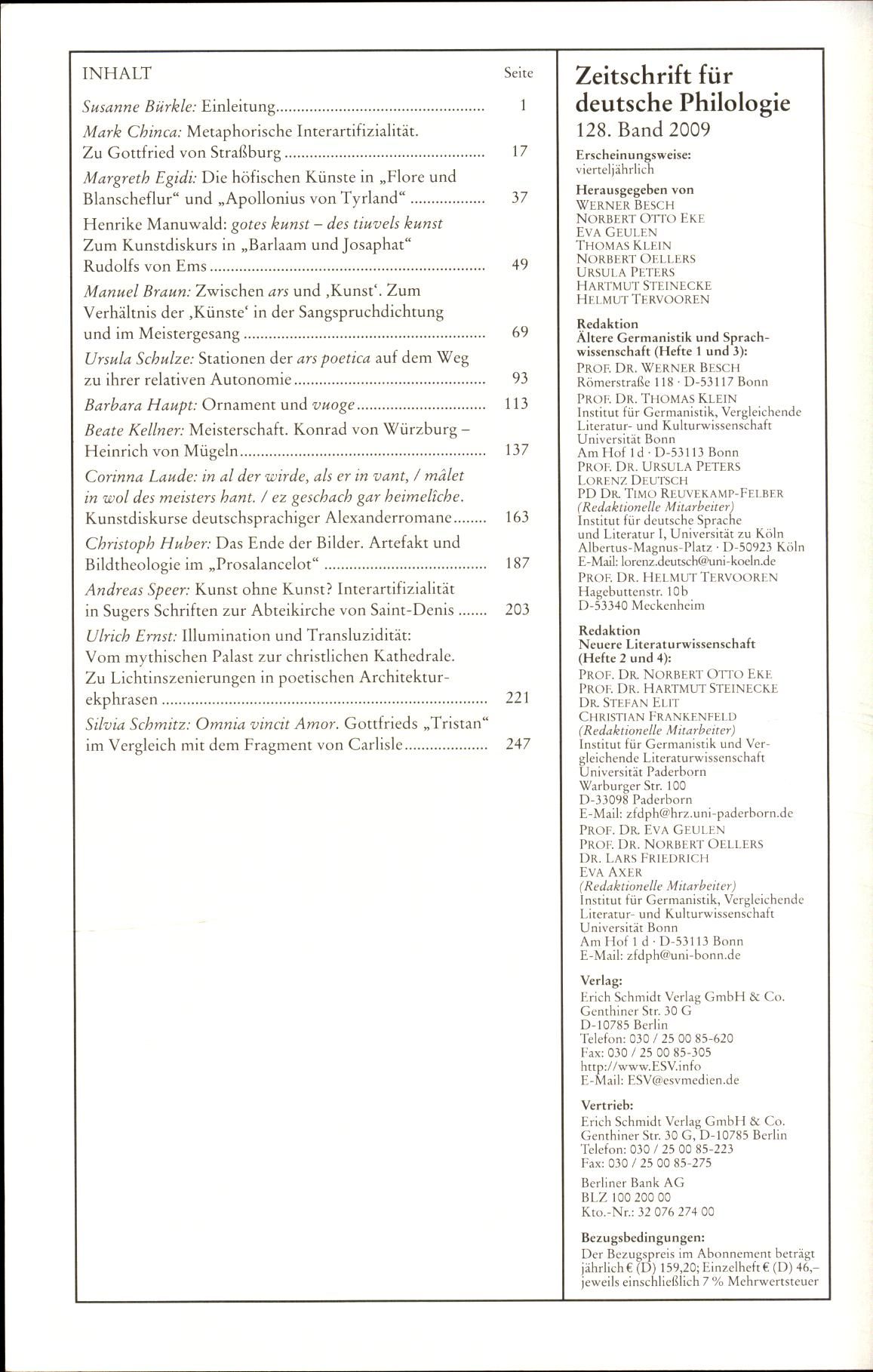 Zeitschrift für deutsche Philologie Interartifizialität. Die Diskussion ...