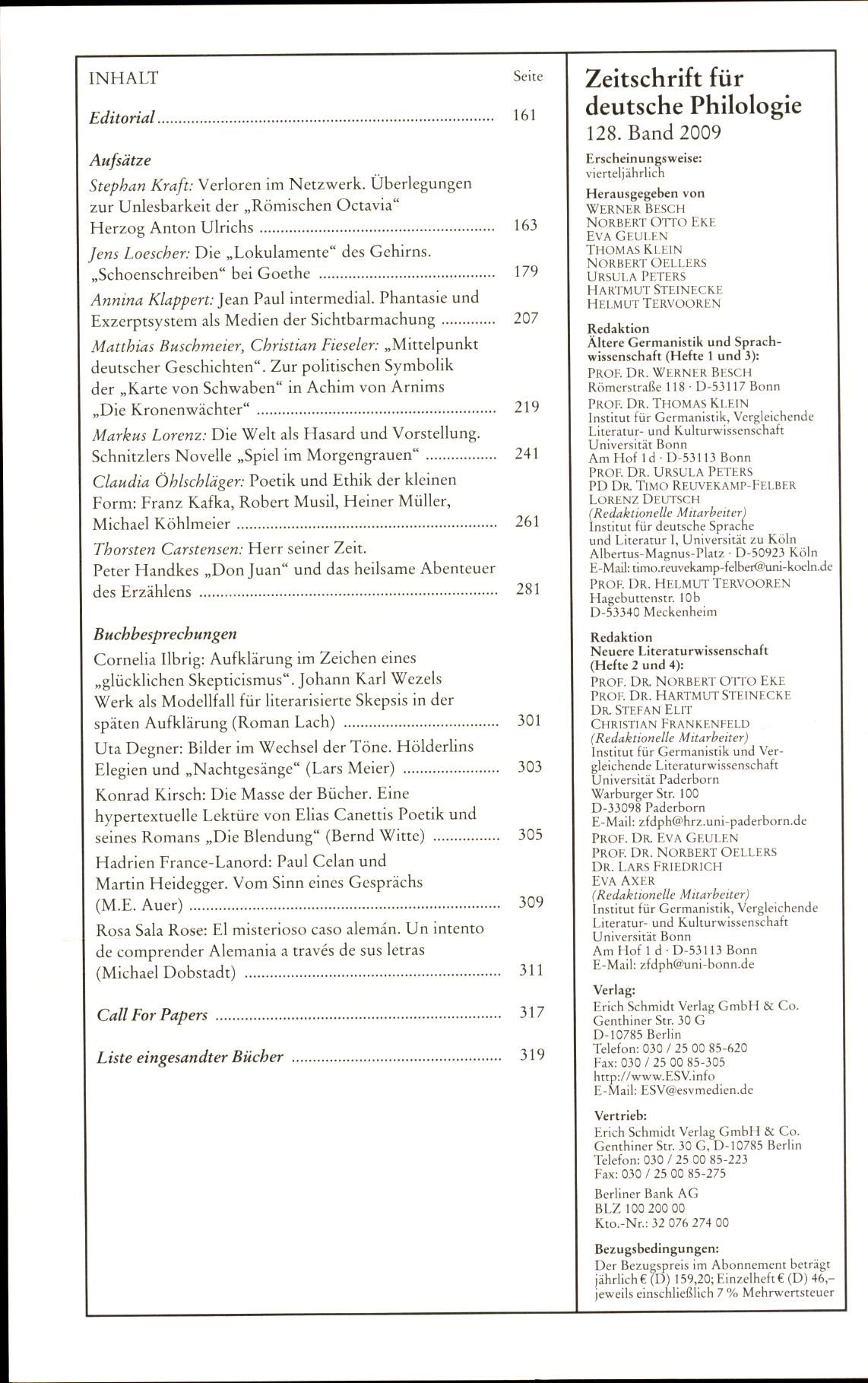 Zeitschrift für deutsche Philologie Interartifizialität. Die Diskussion ...
