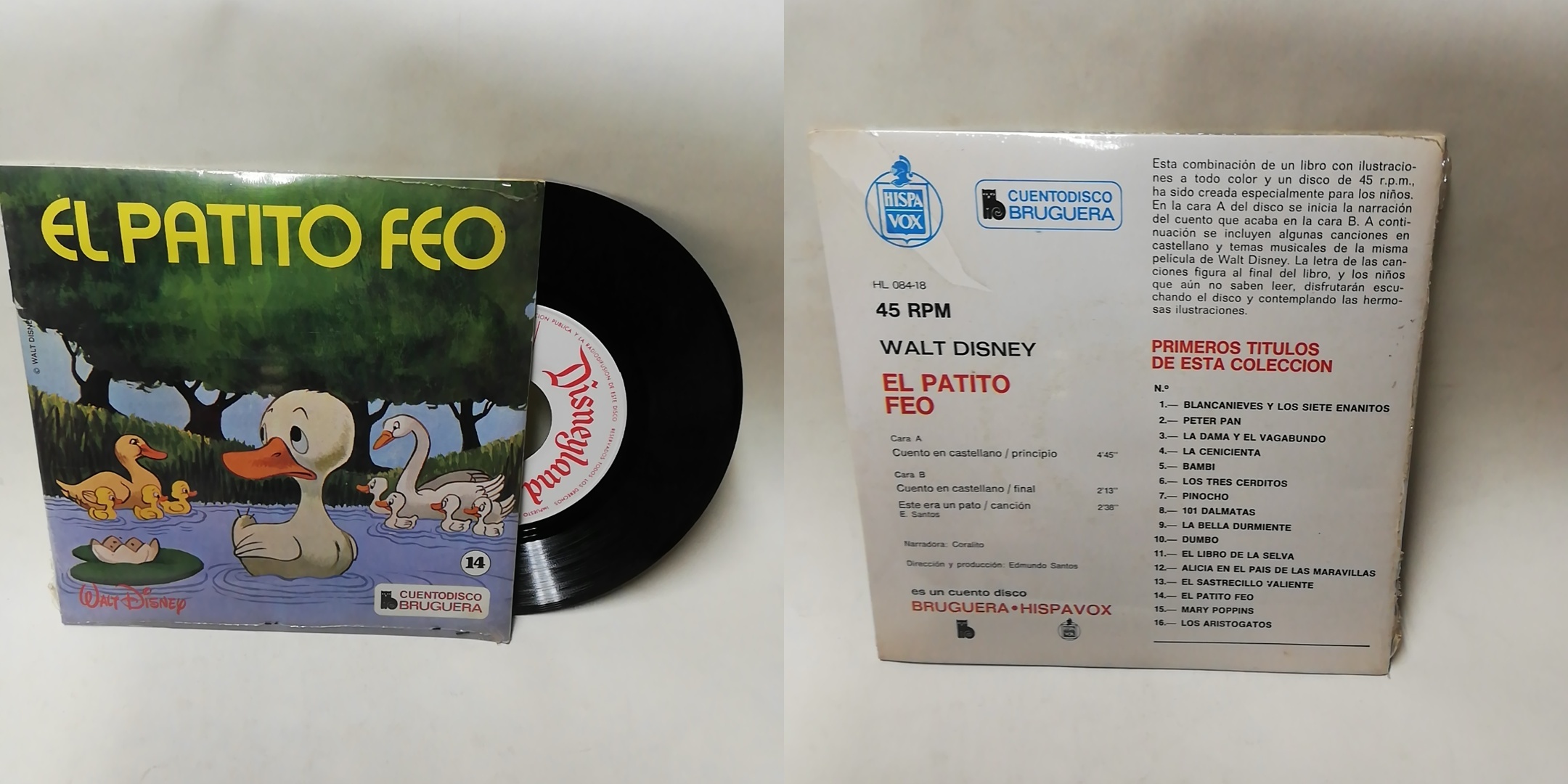 ANTIGUO VINILO / OLD VINYL DISNEY: EL PATITO FEO . CUENTODISCO BRUGUERA ...