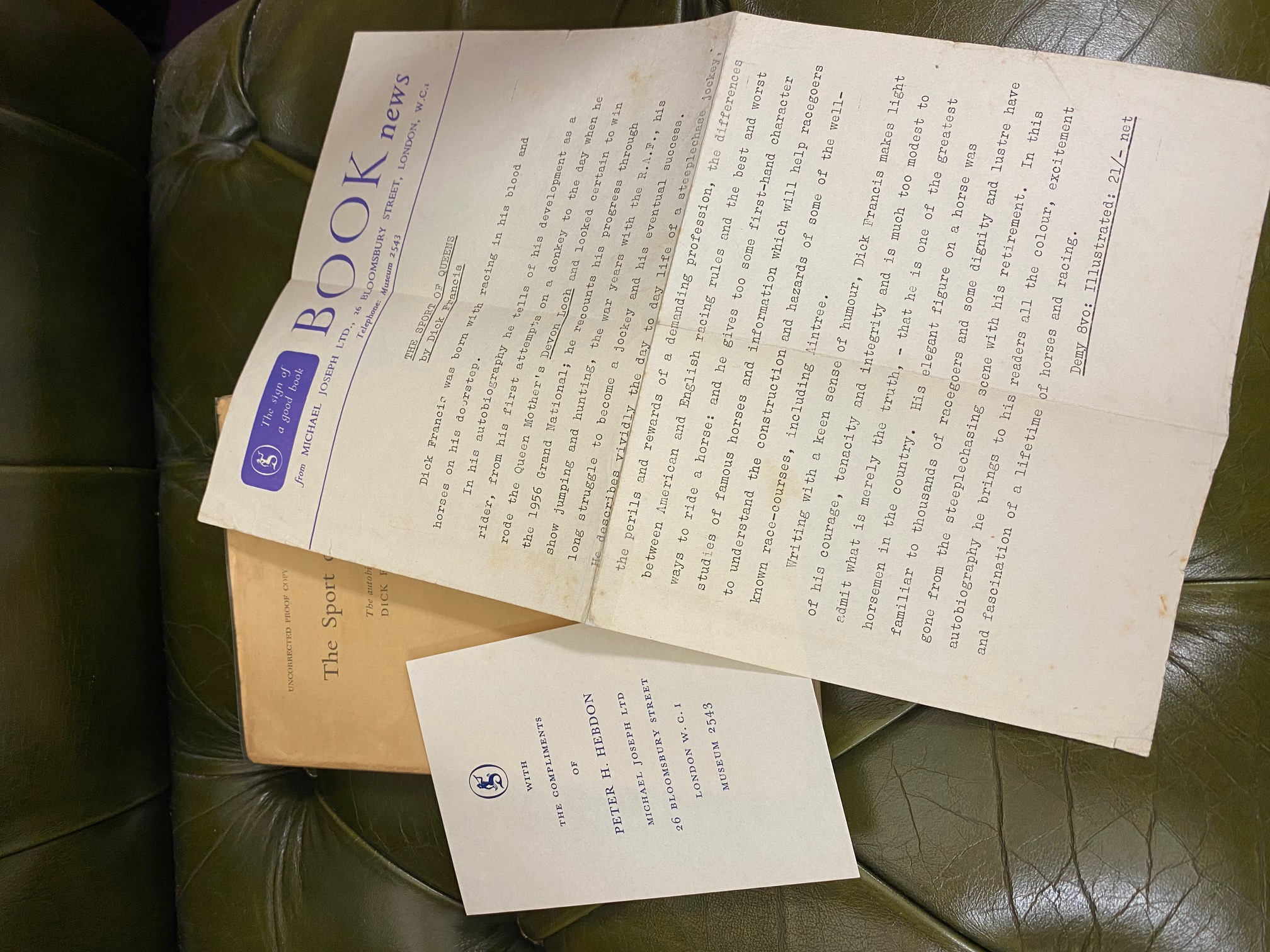 The Sport of Queens [Uncorrected Proof Copy] by Francis, Dick: Good ...