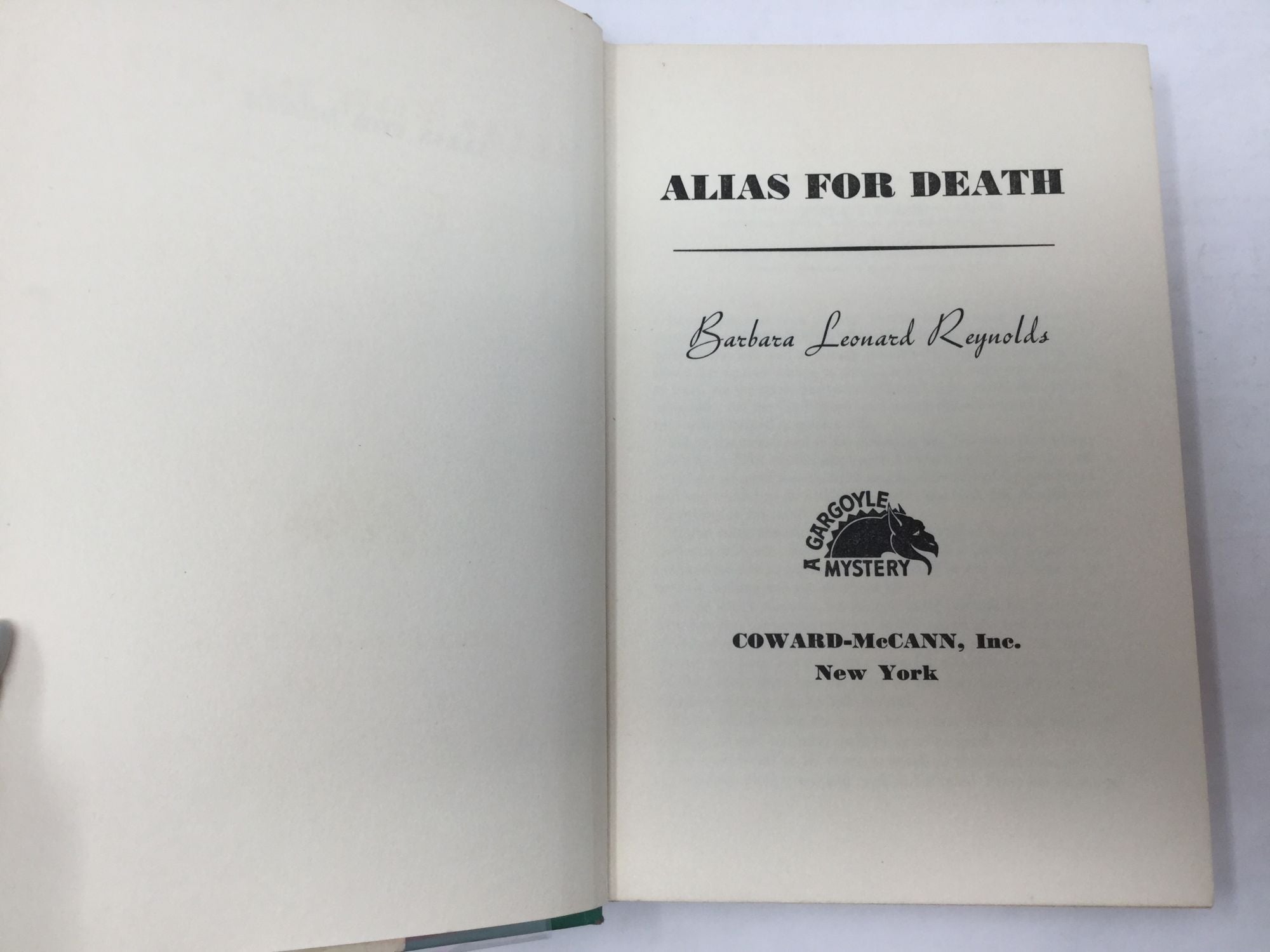 Alias for Death by Barbara Leonard Reynolds: Very Good Hardcover (1950 ...