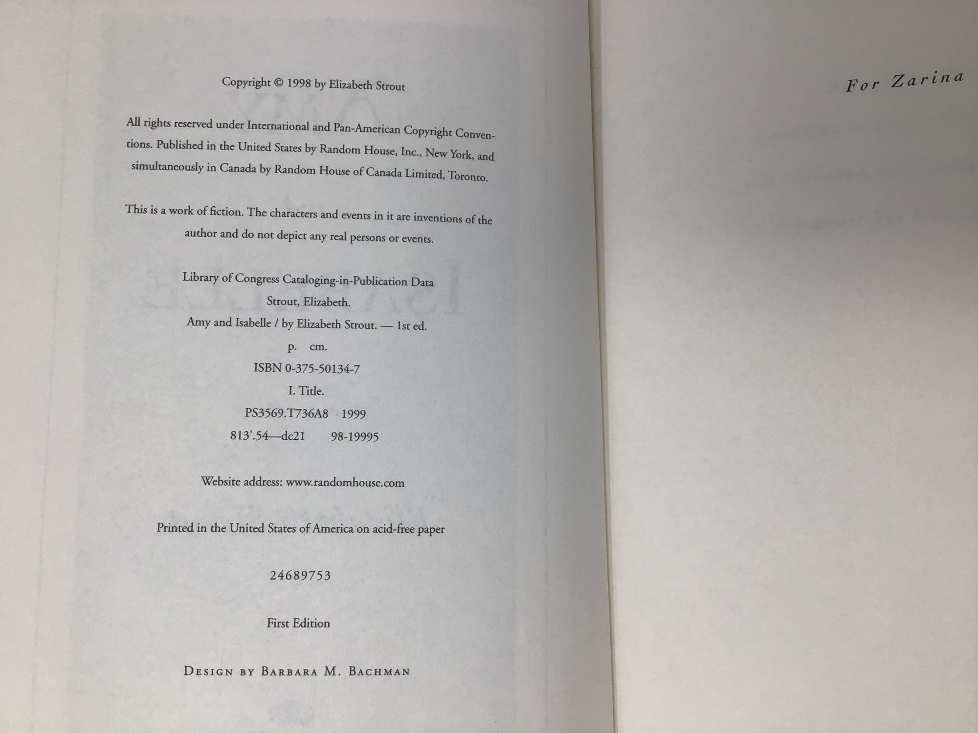 Amy and Isabelle by Strout, Elizabeth: Like New Hardcover (1998) First ...