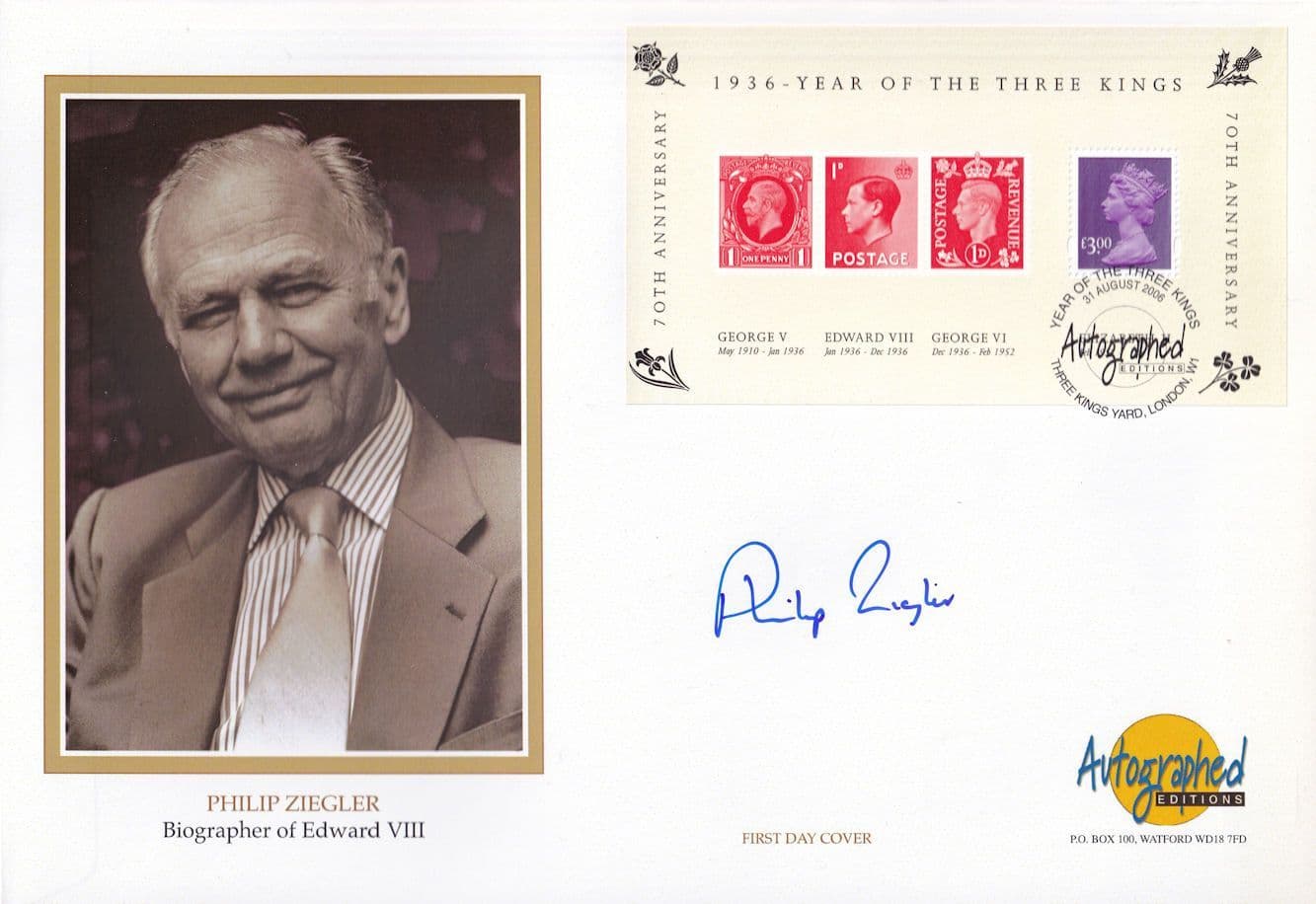 Philip Ziegler King Edward VIII Historian Book Author Hand Signed FDC ...