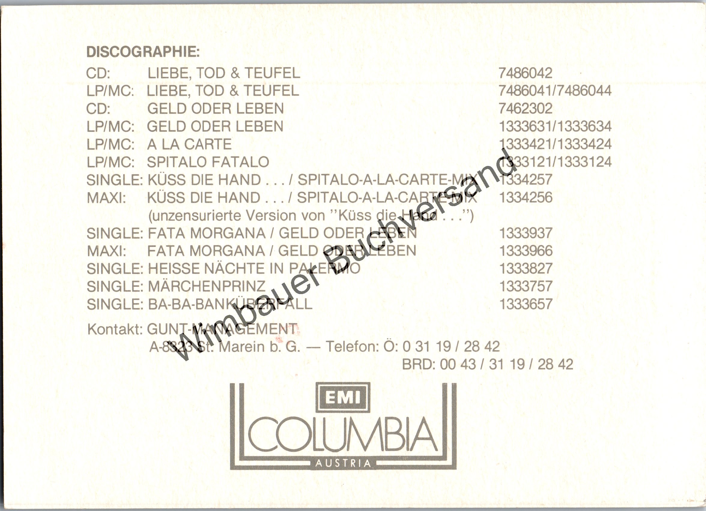 Original Autogramm Erste Allgemeine Verunsicherung 1987 Original Autogramm Erste Allgemeine Verunsicherung 1987